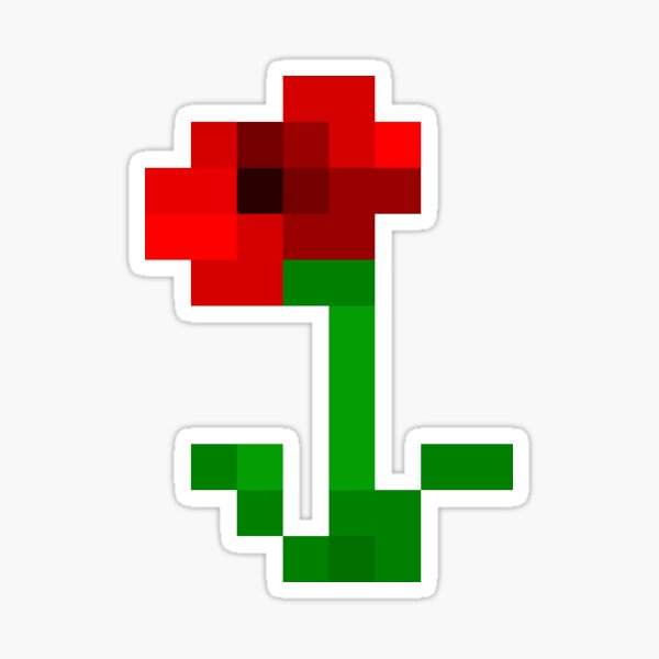 "pixelated red minecraft flower" Sticker for Sale by annaguzzo | Redbubble