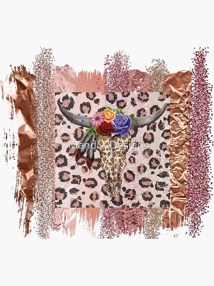 "BOHO ROSE GOLD COW SKULL " Sticker for Sale by MandiJ-Designs | Redbubble