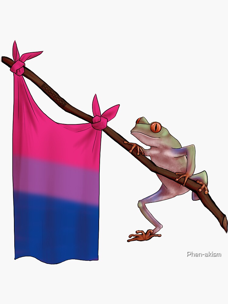 "Frog Holding Bisexual Pride Flag" Sticker for Sale by Phen-akism ...