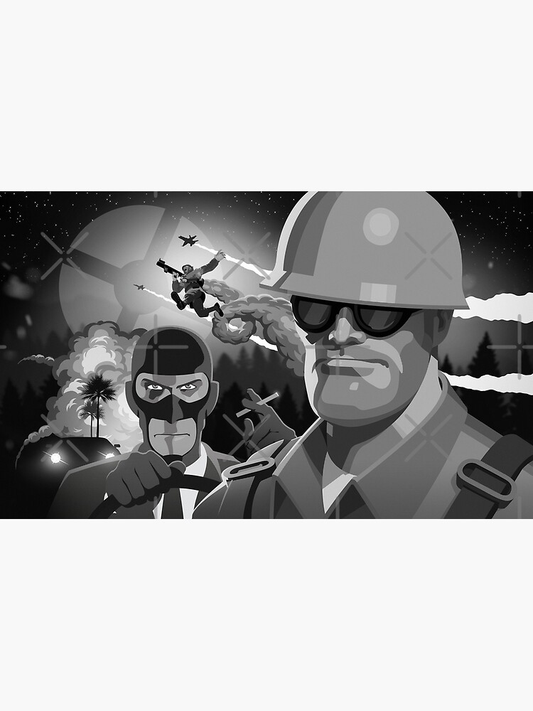 TF2 Mercs: Spy, Soldier & Engineer (B&W) Premium Matte Vertical Poster ...