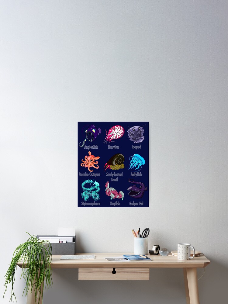 "Creatures of the Abyssal Plain Fish Grid" Poster for Sale by ...