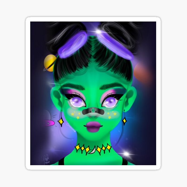 "Alien Girl" Sticker for Sale by PinkfresasArt | Redbubble