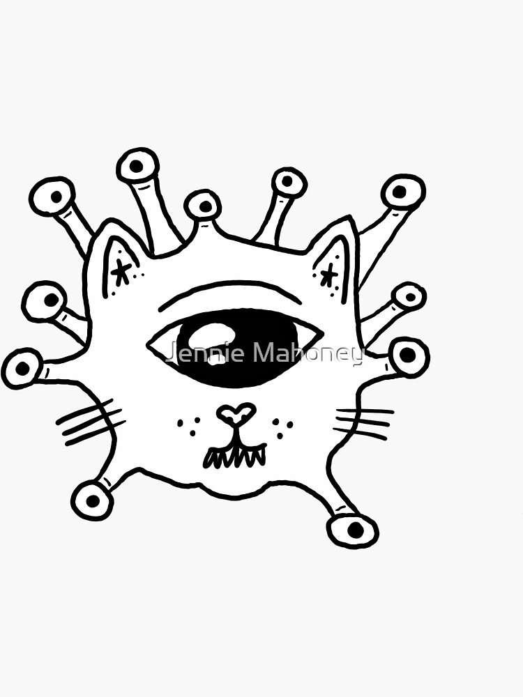 "Beholder Cat" Sticker by JennieMahoney | Redbubble