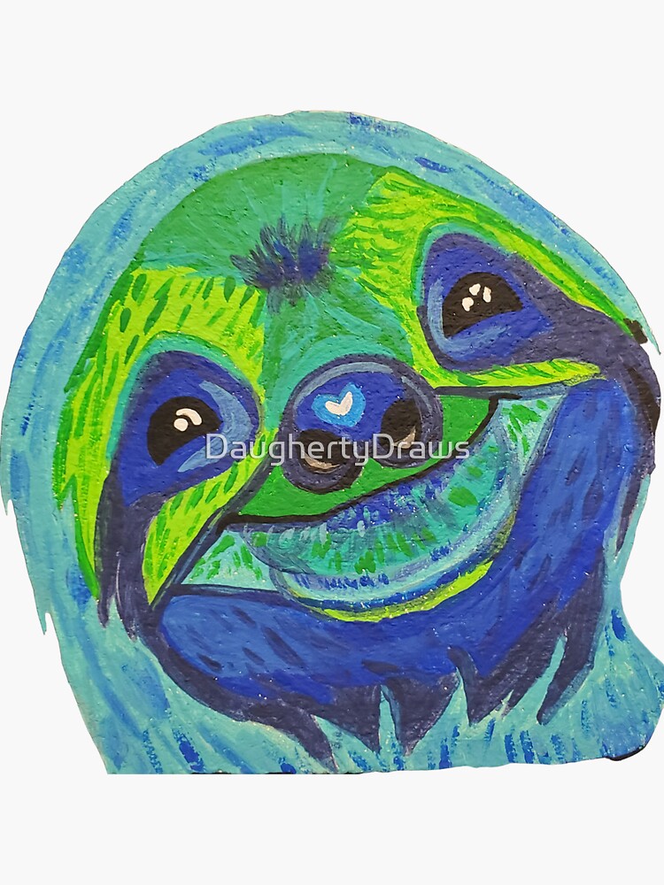 "Smiley Sloth" Sticker by DaughertyDraws | Redbubble