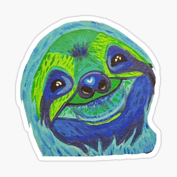 "Smiley Sloth" Sticker by DaughertyDraws | Redbubble
