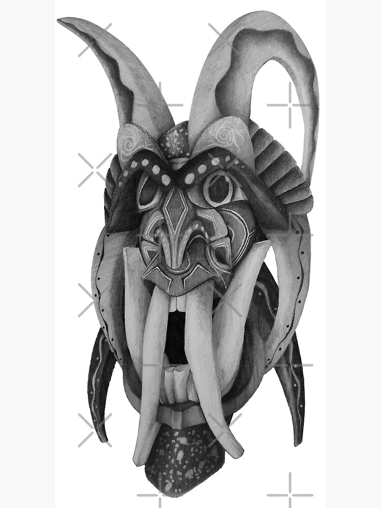 "Boruca Mask Pencil Drawing" Art Print for Sale by AntiqaStudio | Redbubble