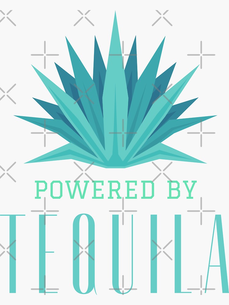 "Powered by Tequila" Sticker for Sale by LucyGraphics | Redbubble