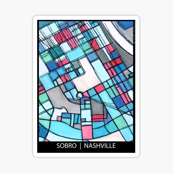 " Sobro, Nashville" Sticker by abstractmaps | Redbubble