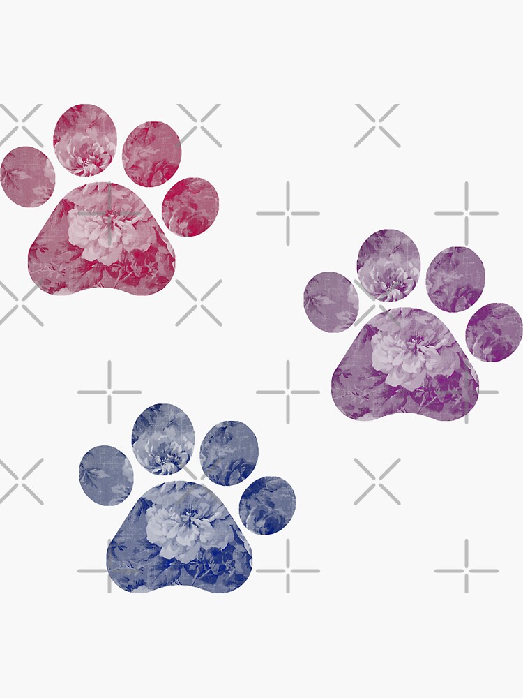 "Subtle Floral Paw Print Flag " Sticker for Sale by -Gedwolcraeft ...