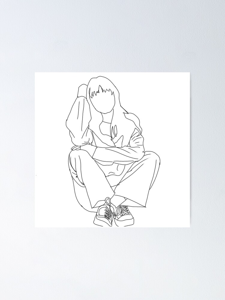 "Aesthetic Girl Black Outline" Poster for Sale by Melly-Jellyarts ...