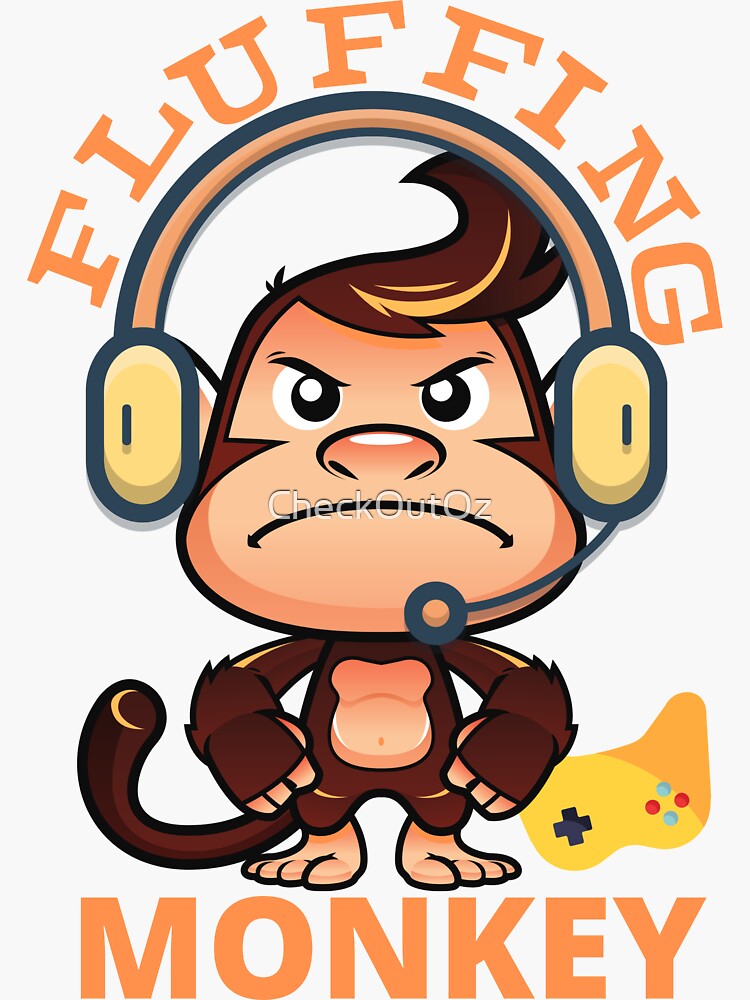 "Fluffing Monkey - Angry Gamer " Sticker for Sale by CheckOutOz | Redbubble