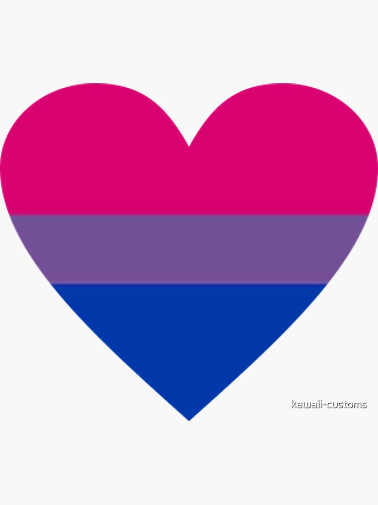 "bi pride heart" Sticker for Sale by kawaii-customs | Redbubble