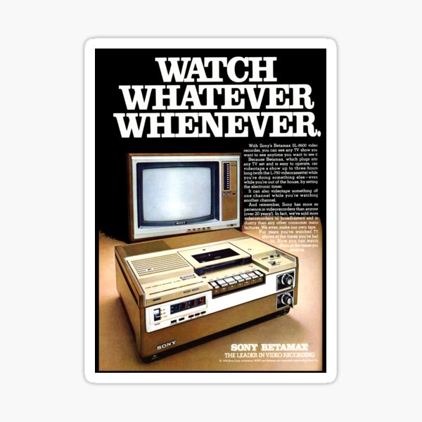 "BETAMAX VIDEO RECORDER ADVERT" Sticker for Sale by ThrowbackAds ...