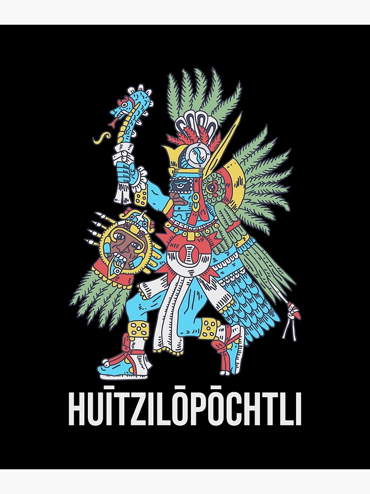 "Huitzilopochtli - Aztec God of Sun and War Text - Aztec Deity" Poster ...