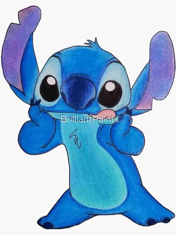 "Smiling Stitch " Sticker by BrilliantPaints | Redbubble