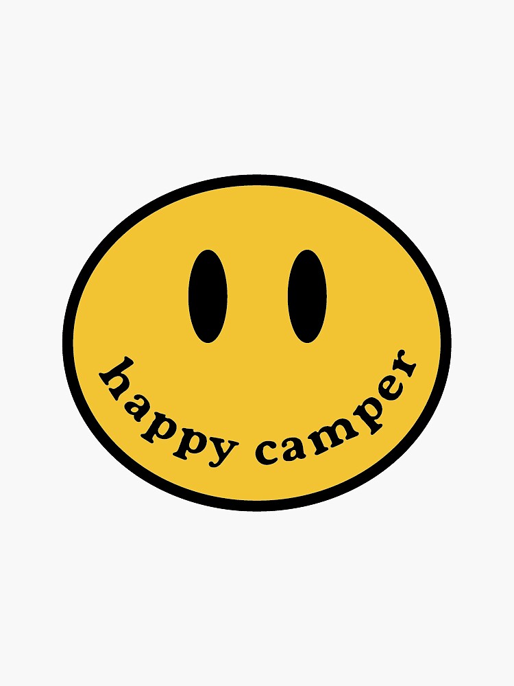 "Happy Camper Smiley Face" Sticker for Sale by peytonmtodd | Redbubble
