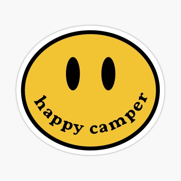 "Happy Camper Smiley Face" Sticker for Sale by peytonmtodd | Redbubble