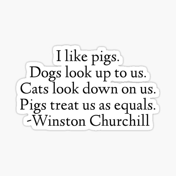 "Winston Churchill Quote - I Like Pigs" Sticker by StoaMart | Redbubble