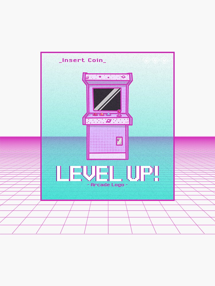 "Level UP! - Retro Arcade Gaming Design" Sticker by IndyMayaApparel ...