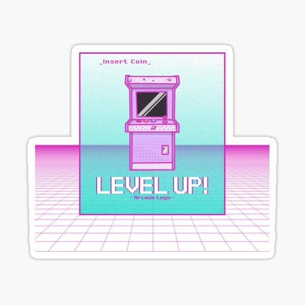 "Level UP! - Retro Arcade Gaming Design" Sticker by IndyMayaApparel ...
