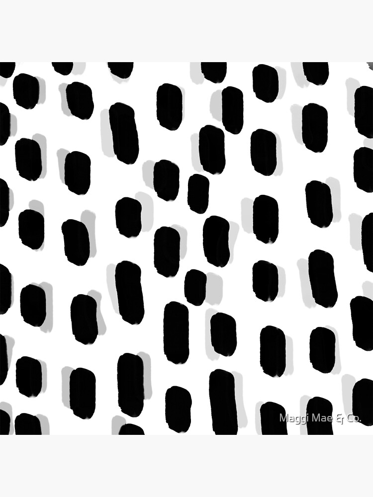 "Black and White Boho Inspired Watercolor Splotches Dots Lines" Art ...