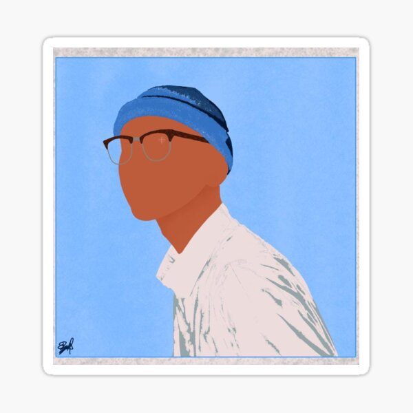"Boy light blue background digital drawing art" Sticker by Diash ...