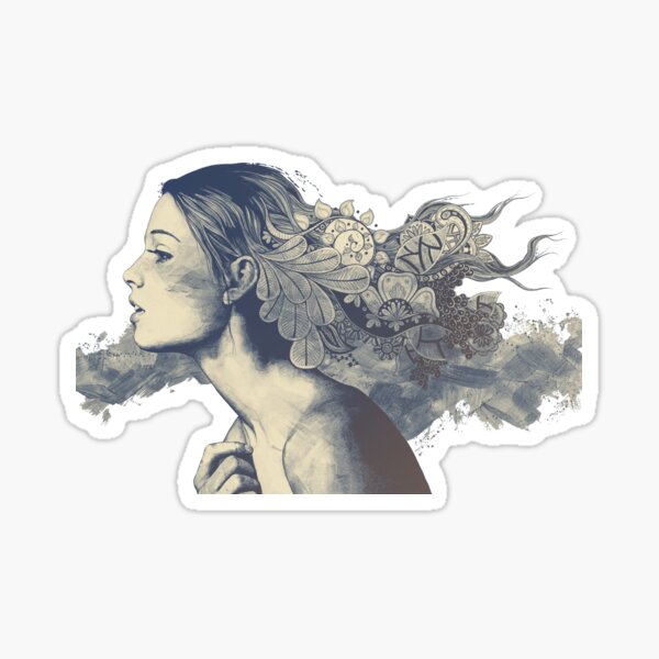 "Moral Eclipse II sh | doodle woman portrait" Sticker for Sale by kiss ...