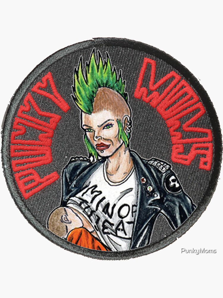 "Minerva OG Punky Moms Patch Logo Red" Sticker by PunkyMoms | Redbubble