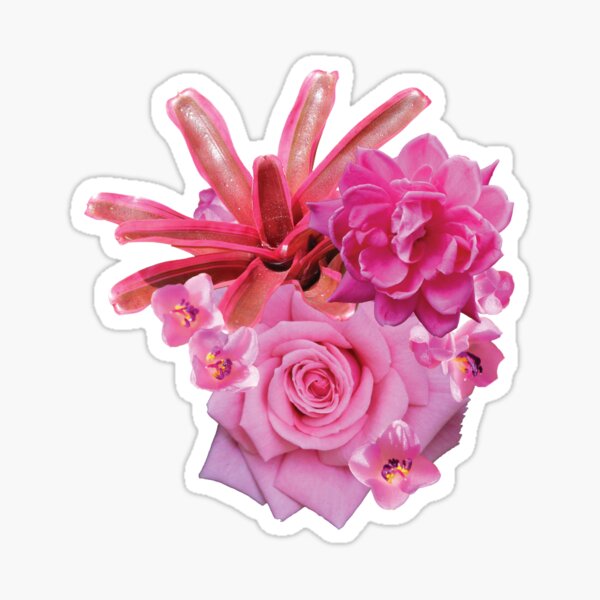 "Pink Flower Cluster Collage" Sticker for Sale by oa-designs | Redbubble
