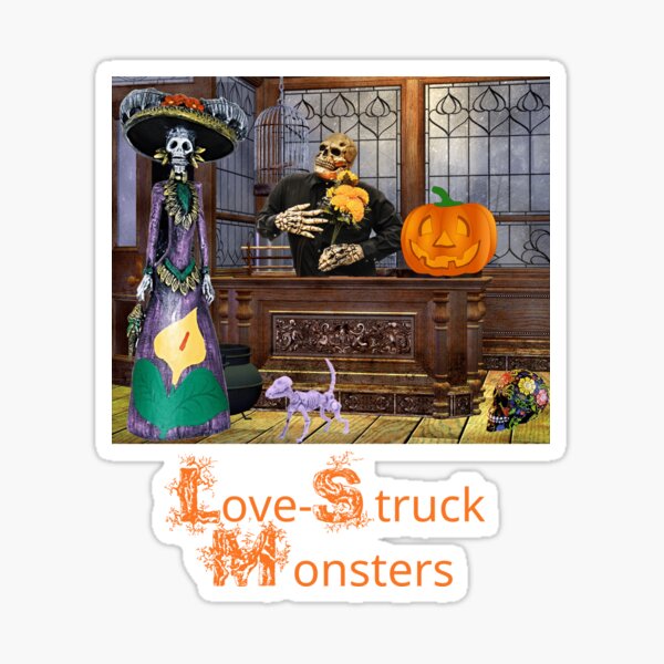 "Love Struck Monsters " Sticker by joseech | Redbubble