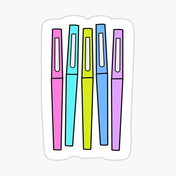 "Neon Flair Pens Sticker" Sticker for Sale by Krausmath | Redbubble
