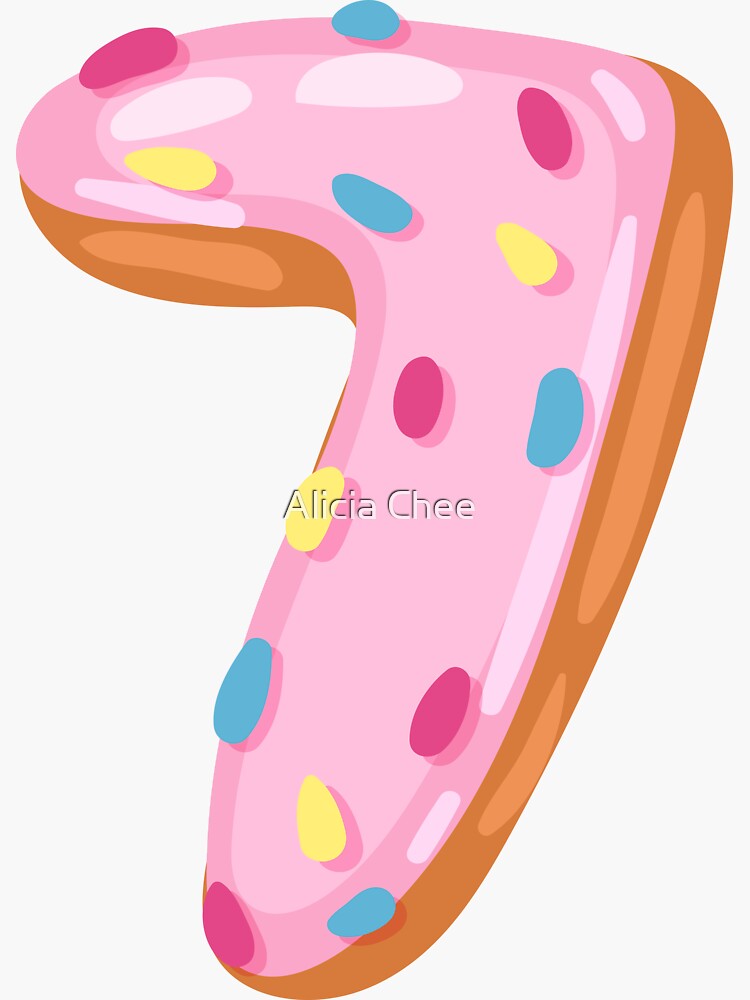 "Colorful Sprinkles Pink Donut - Number Seven" Sticker for Sale by ...
