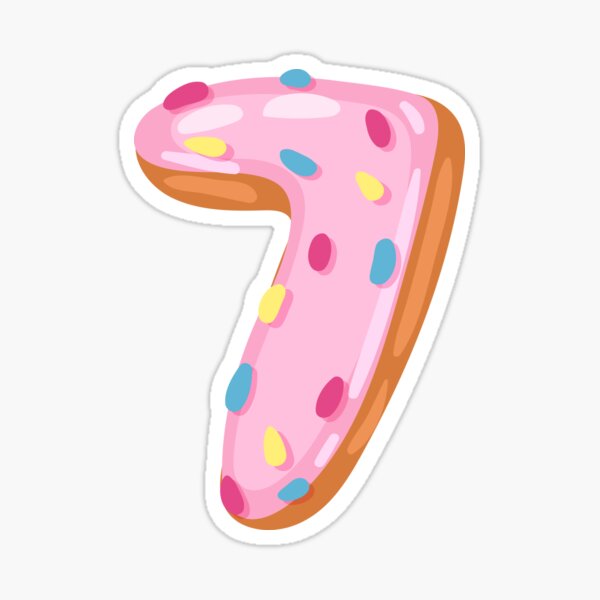 "Colorful Sprinkles Pink Donut - Number Seven" Sticker for Sale by ...