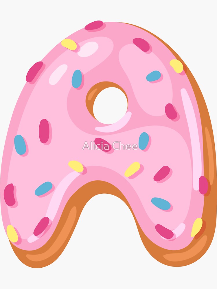 "Colorful Sprinkles Pink Donut -Letter A" Sticker for Sale by ...