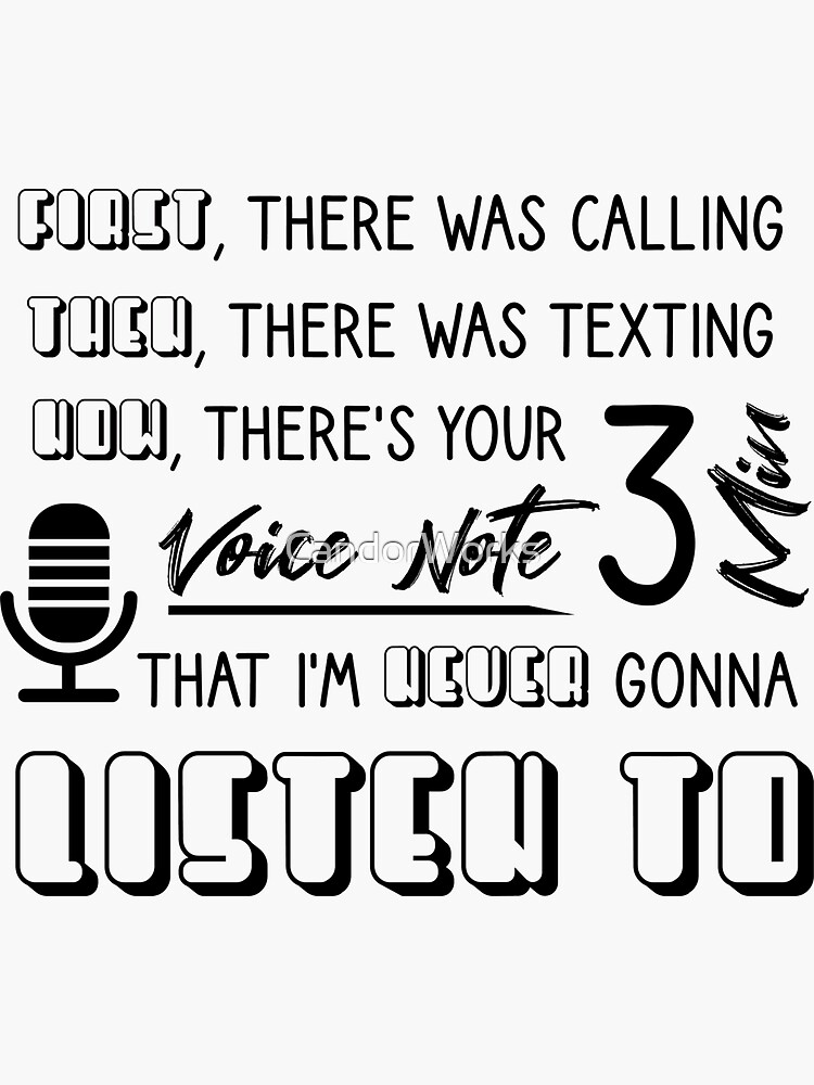 "long voice notes / black version" Sticker for Sale by CandorWorks ...
