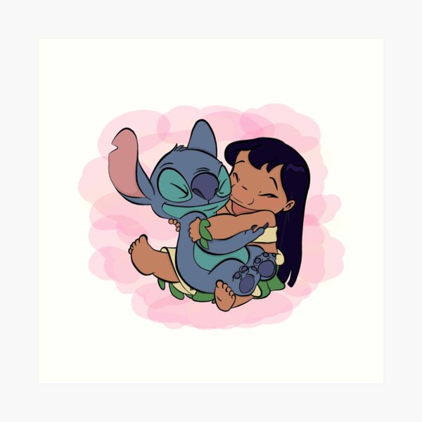 "Pink Lilo Stitch Hug" Art Print for Sale by emroccs | Redbubble