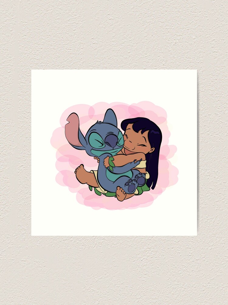 "Pink Lilo Stitch Hug" Art Print for Sale by emroccs | Redbubble