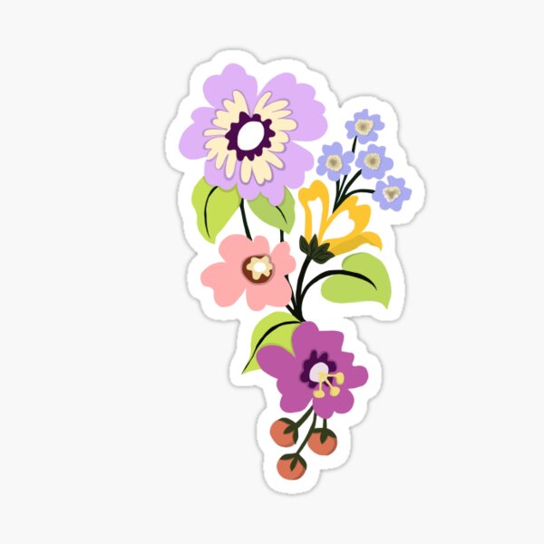 "Graphic Pastel Flowers" Sticker for Sale by Ines-Elizabeth | Redbubble