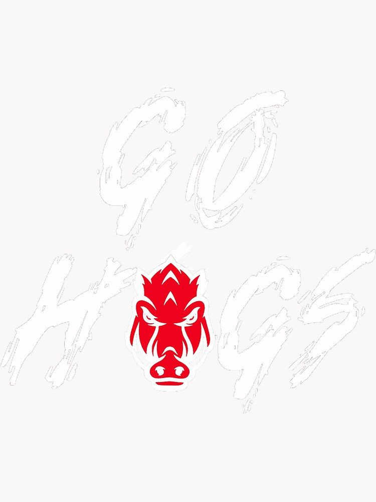 ""GO HOGS" White" Sticker by jarjarwiki | Redbubble