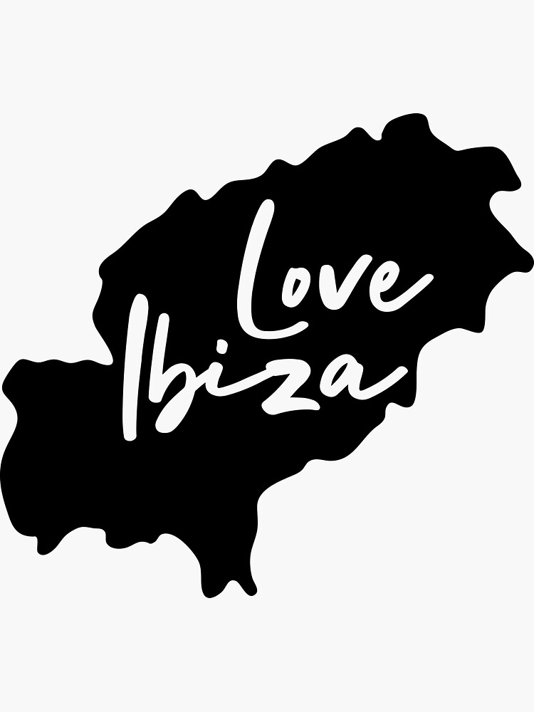 "Love Ibiza - Ibiza Silhouette Map Spain Europe" Sticker by mgoo ...