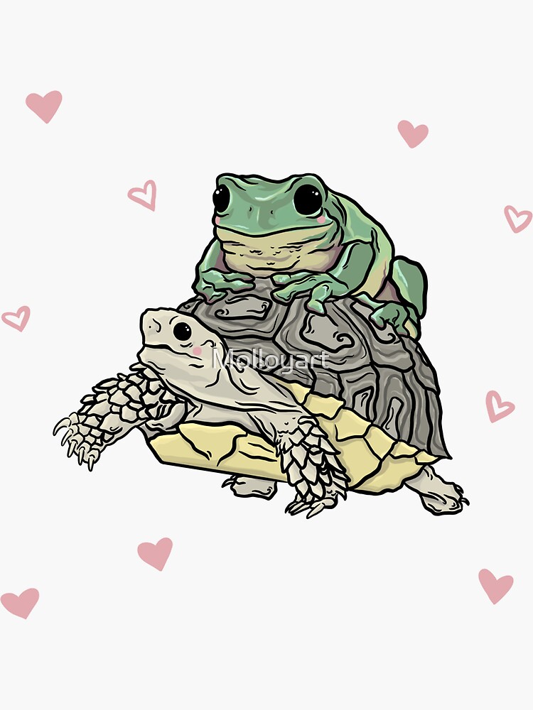 "Frog and tortoise " Sticker for Sale by Molloyart | Redbubble