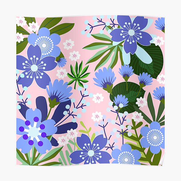 Póster «Forget-Me-Not Blooms_Millennial fondo rosa» de leBoosh-Designs ...