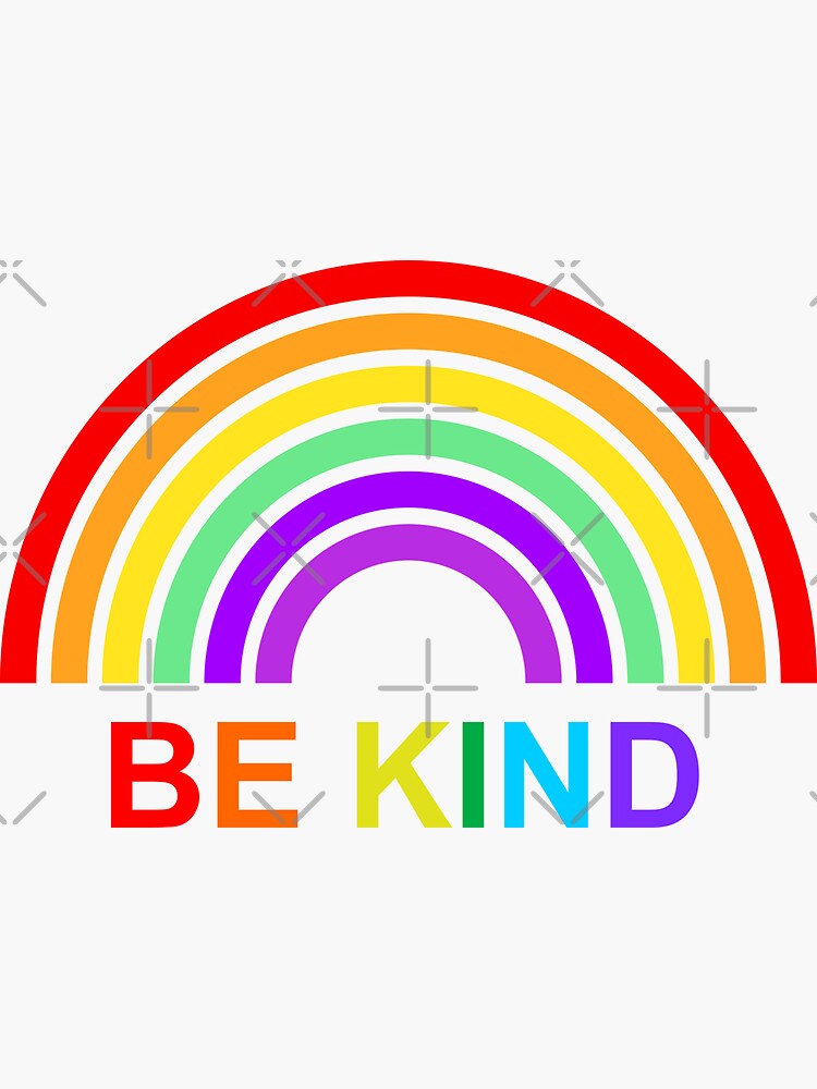 "Rainbow and be kind message artwork" Sticker by kayodeDesign | Redbubble