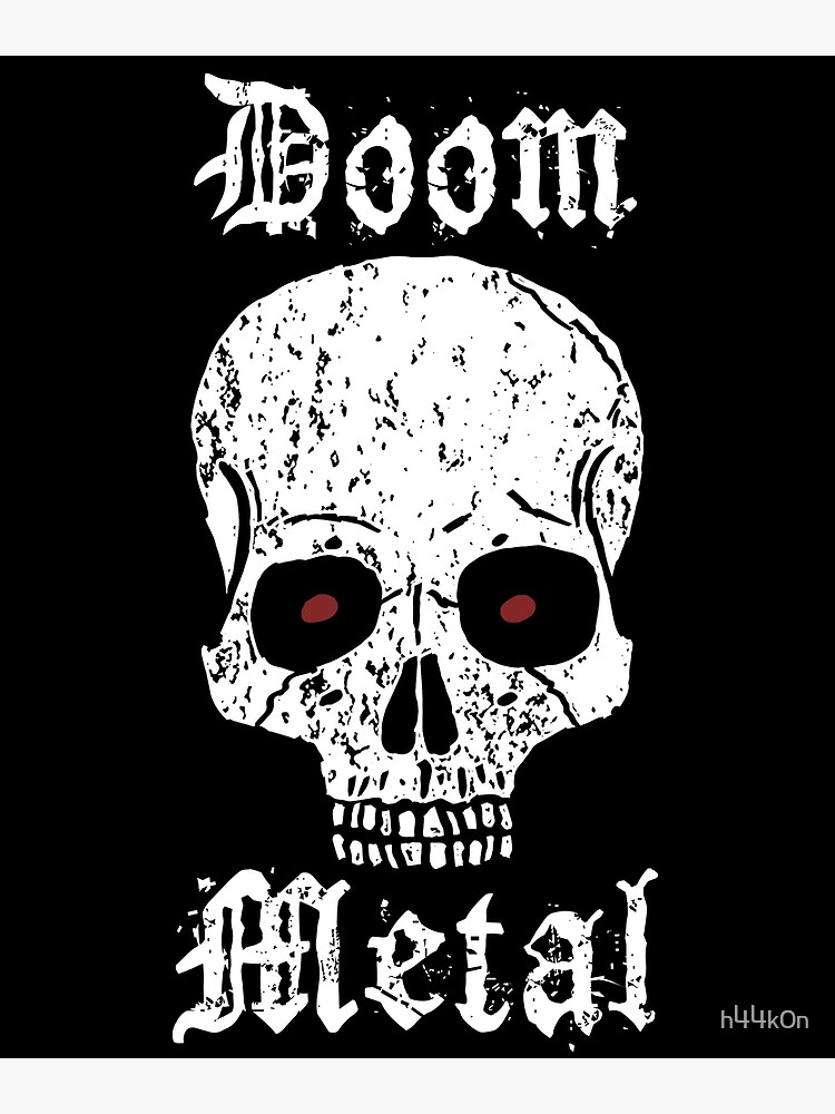 "Doom Metal Skull Macabre Vintage Metalhead Satanic red eyes" Poster ...