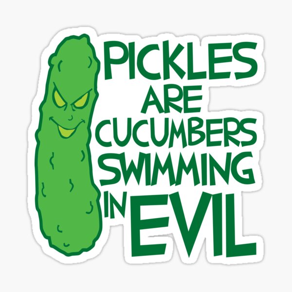 "Pickles - Cucumber Swimming in Evil" Sticker for Sale by DetourShirts ...