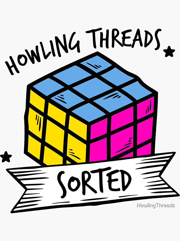 "Rubik's Cube Sorted - Howling Threads Tee" Sticker for Sale by ...