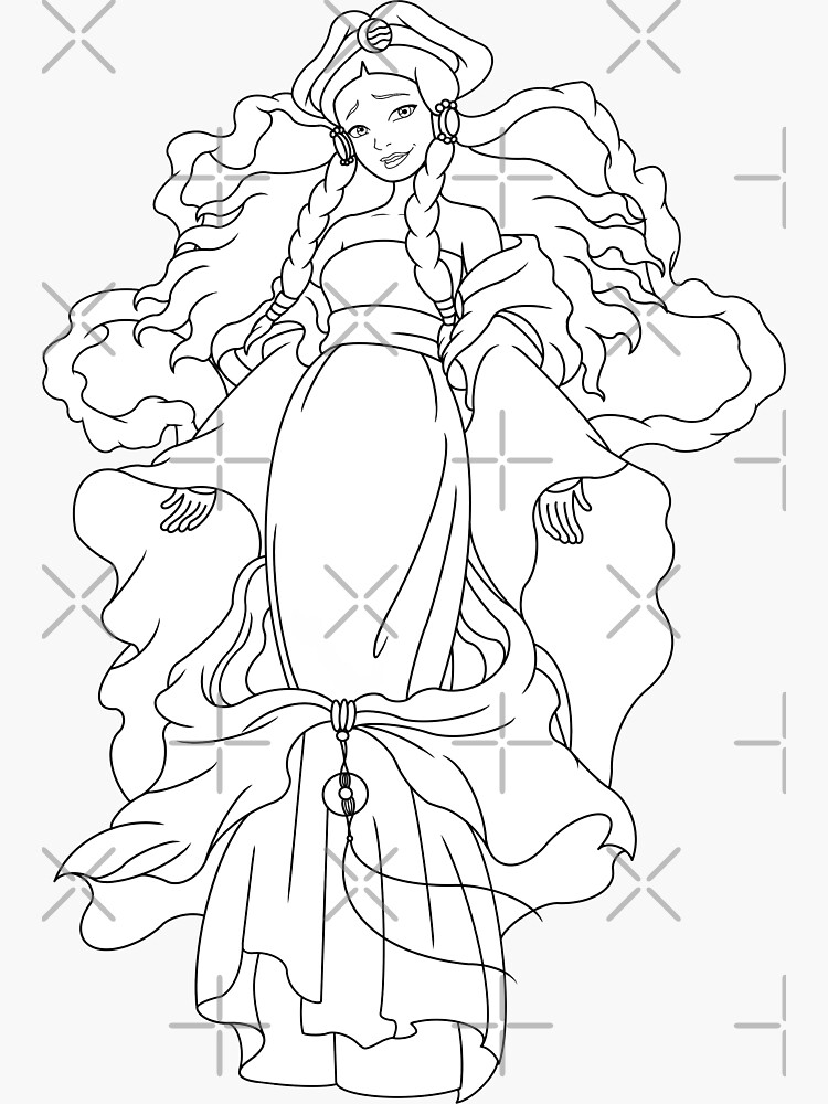 "Princess Yue Lineart" Sticker by artsy-cici | Redbubble