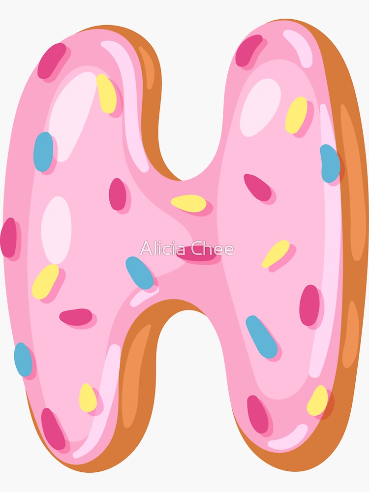 "Colorful Sprinkles Pink Donut - Letter H" Sticker for Sale by ...