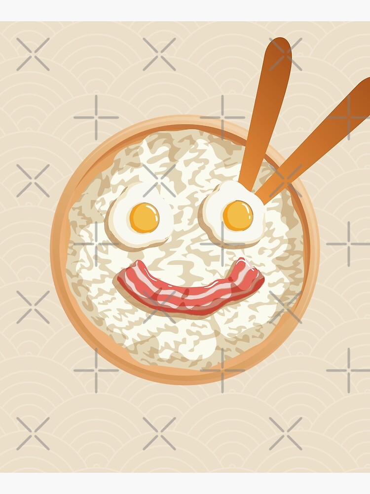 "Smiley Face Congee Frühstücksbrei mit Eiern und Speck" Schürze von ...