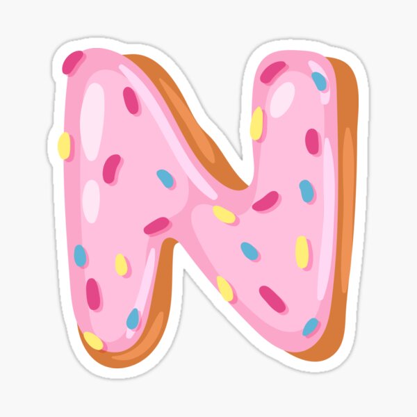 "Colorful Sprinkles Pink Donut - Letter N" Sticker for Sale by ...